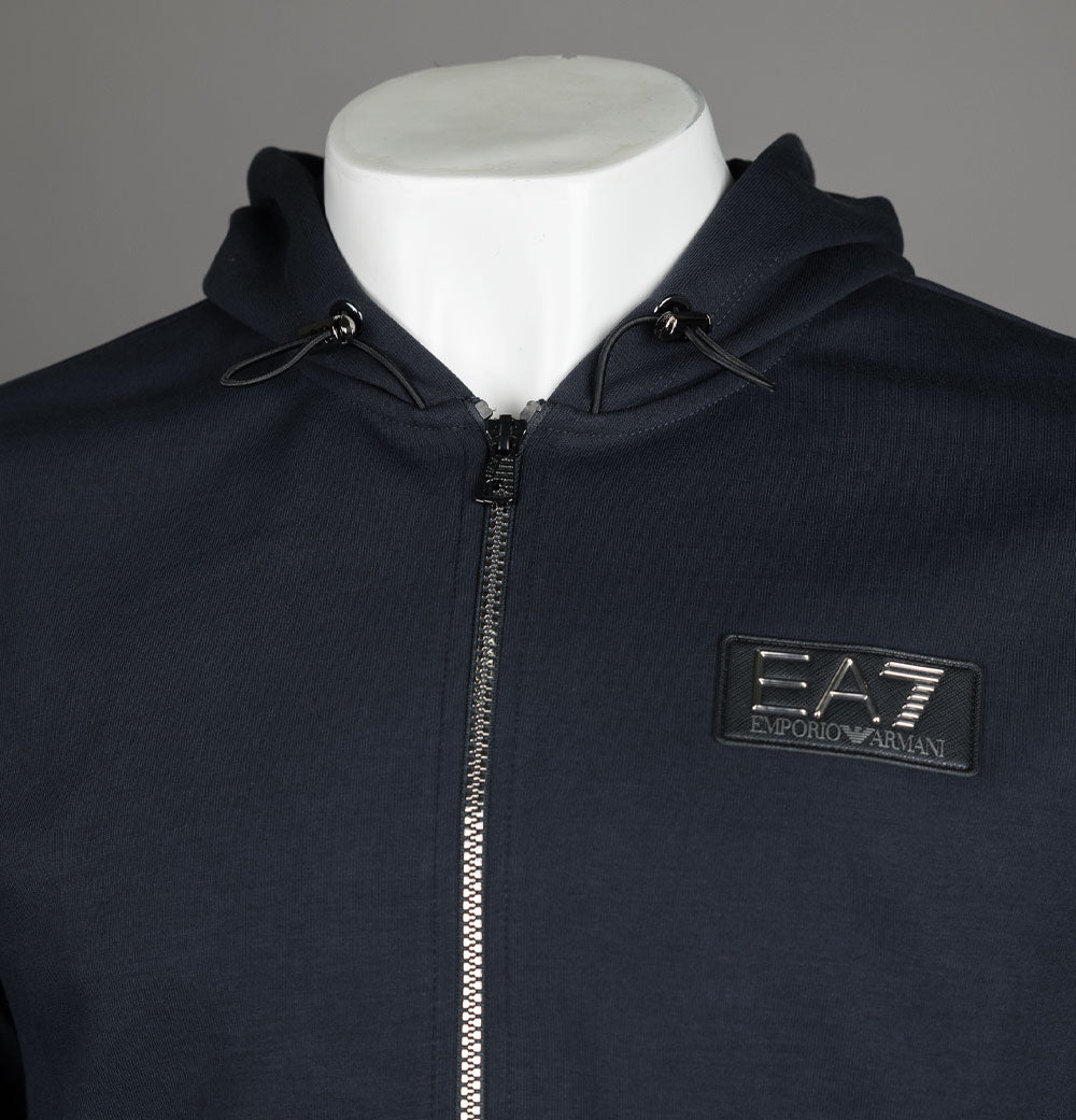 EA7 Metallic Logo Zip Through Sweatshirt Night Blue – Bronx Clothing