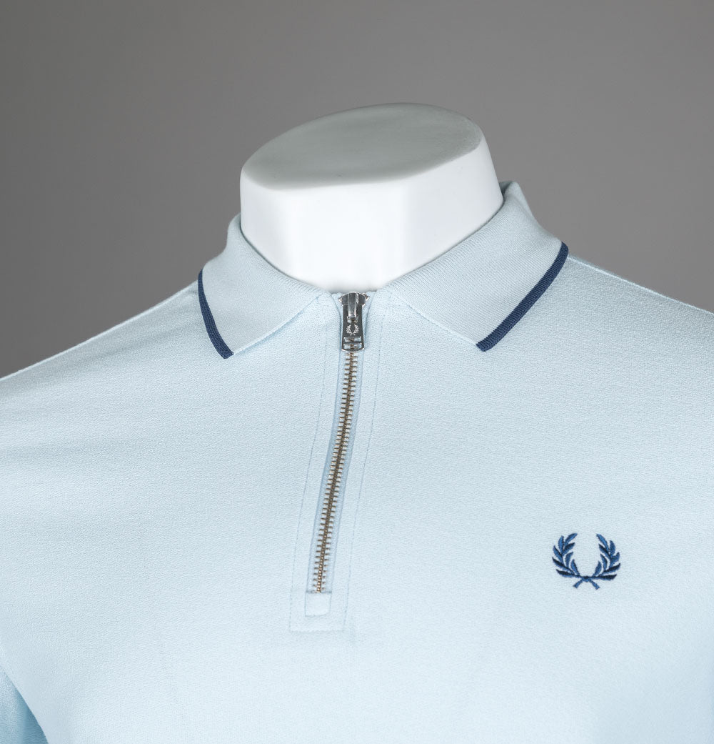 Fred Perry Crepe Pique Zip Neck Polo Shirt Light Ice – Bronx Clothing