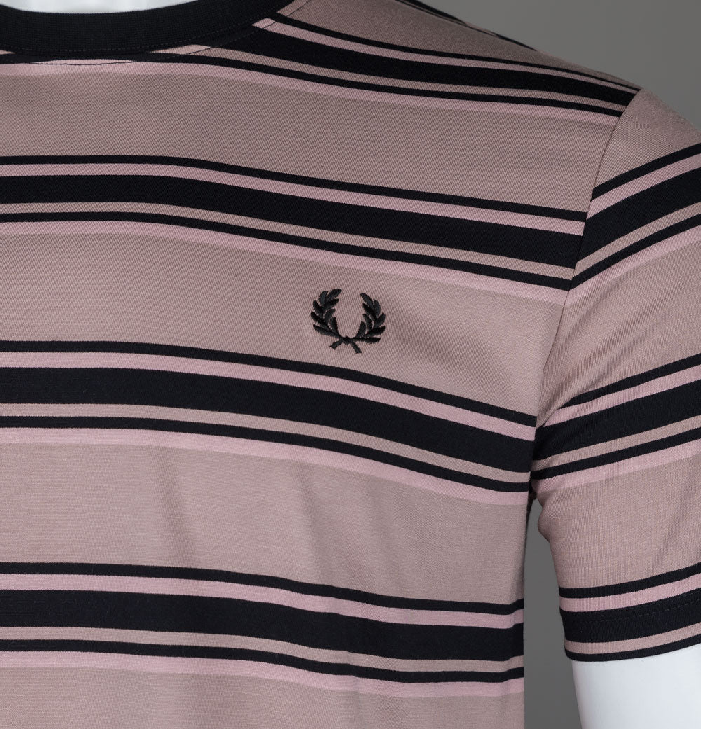 Fred Perry Stripe T-Shirt Dark Pink/Dusty Rose Pink/Black – Bronx Clothing