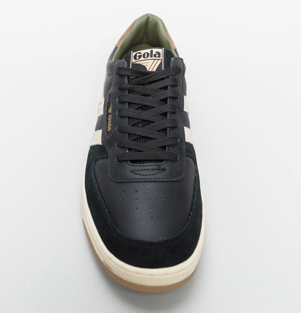Gola Hawk Leather Trainers Black/Feather Grey/Otter