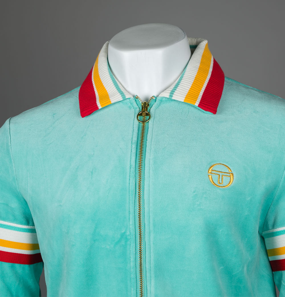 Sergio Tacchini Slice Velour Track Top Pool Blue – Bronx Clothing