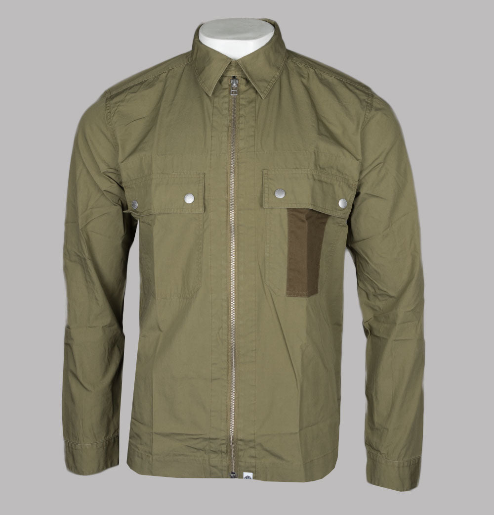 Pretty Green Larman Zip Overshirt Khaki